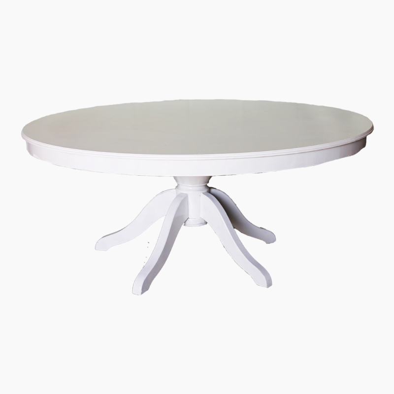 ROUND WHITE WOODEN TABLE - Party Guide