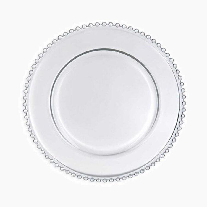 CLEAR UNDER PLATE WITH CLEAR BEADS 32CM - Party Guide
